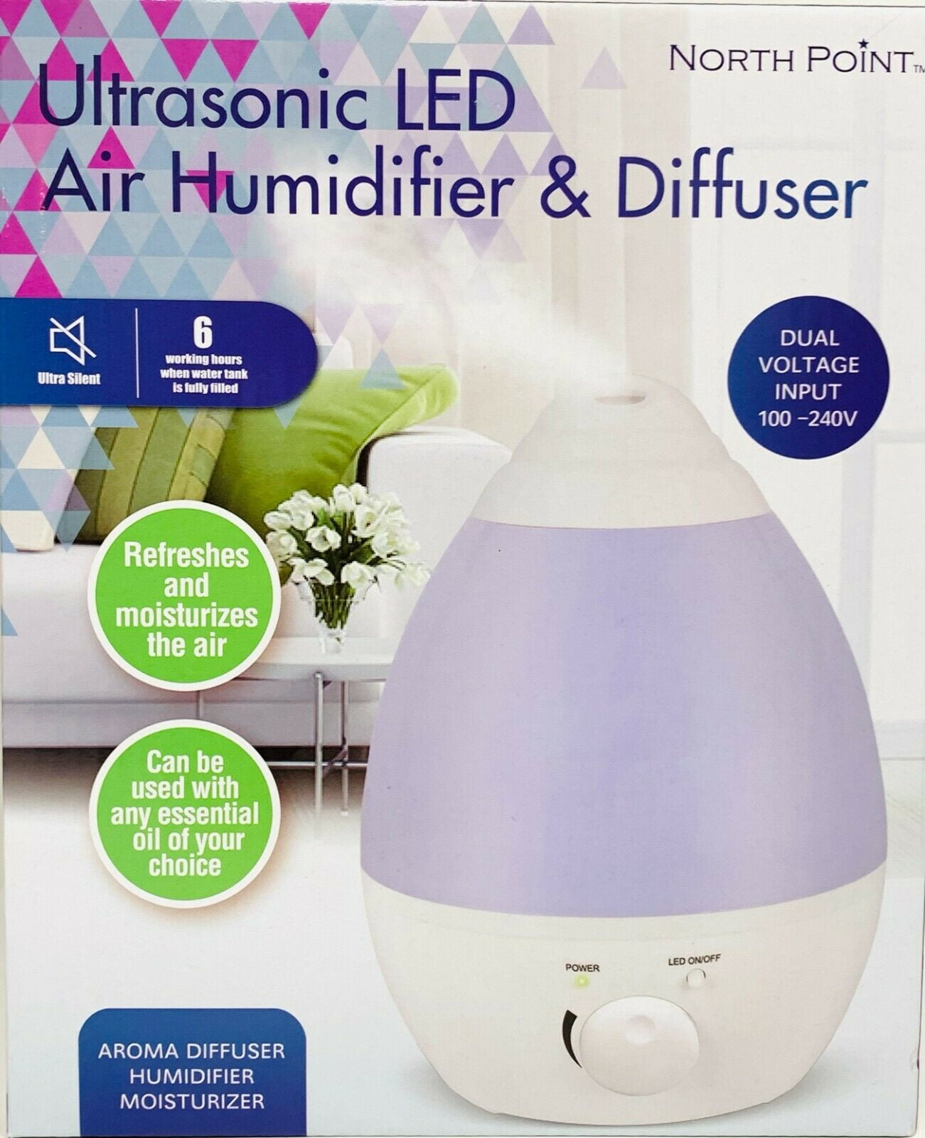 North Point Ultrasonic LED Air Humidifier And Diffuser 7 Colors 100 ...