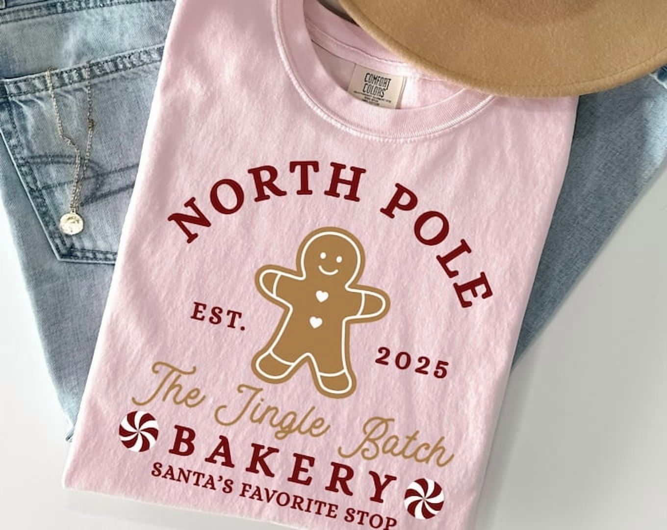 North Pole Bakery Shirt Gingerbread Man Cookie Crew Tshirt Festive ...