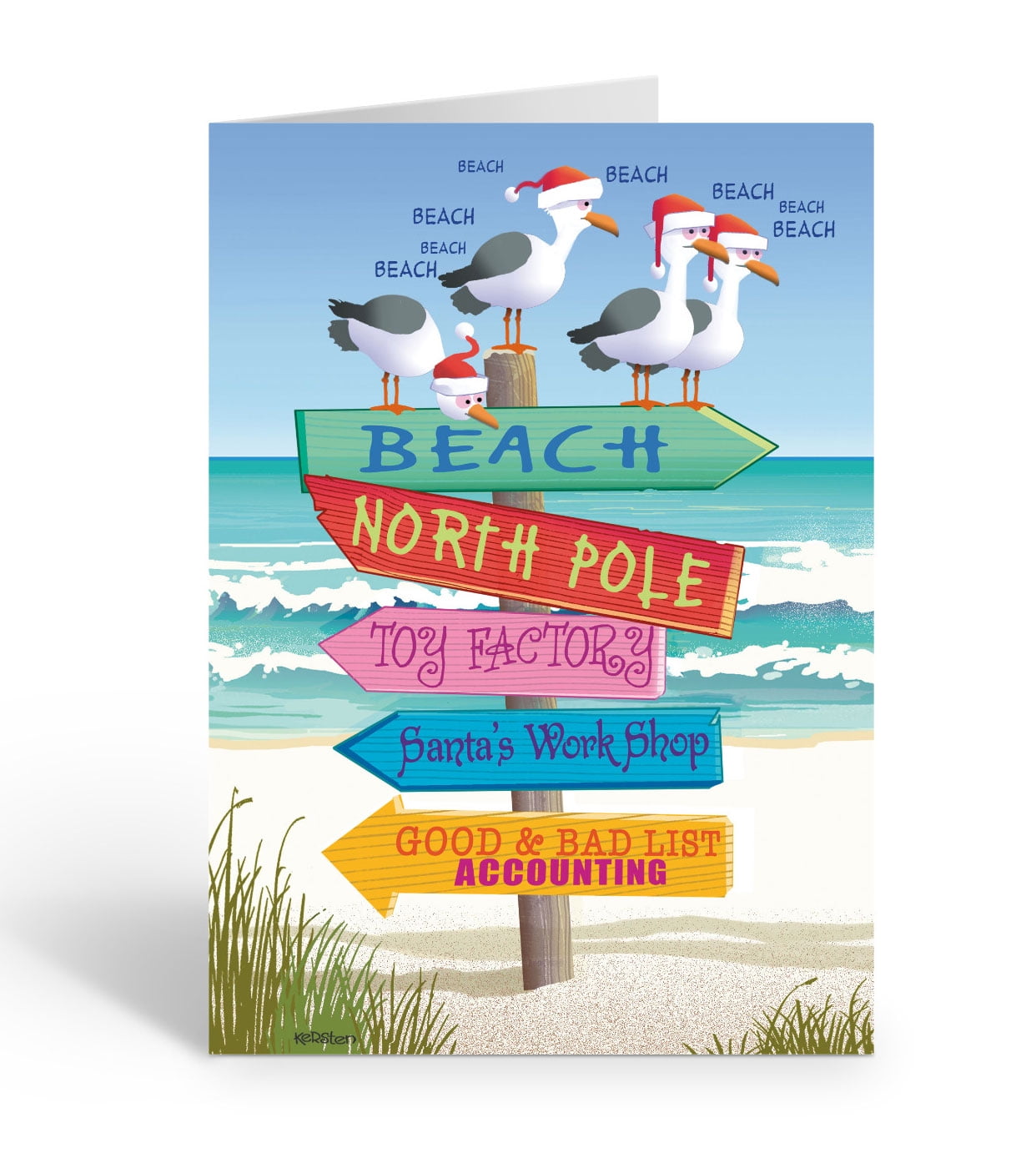 North Pole Beach Signs Christmas Card - 5" x 7" Christmas Card - 18 ...