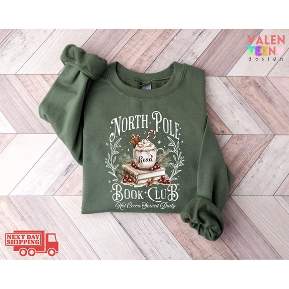 North Pole Book Club Christmas Sweatshirt, Bookish Gift - Walmart.com