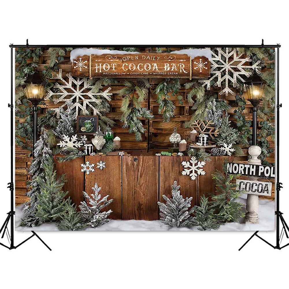 North Pole Cocoa Backdrop for Photography Christmas Pine Tree Hot Cocoa ...