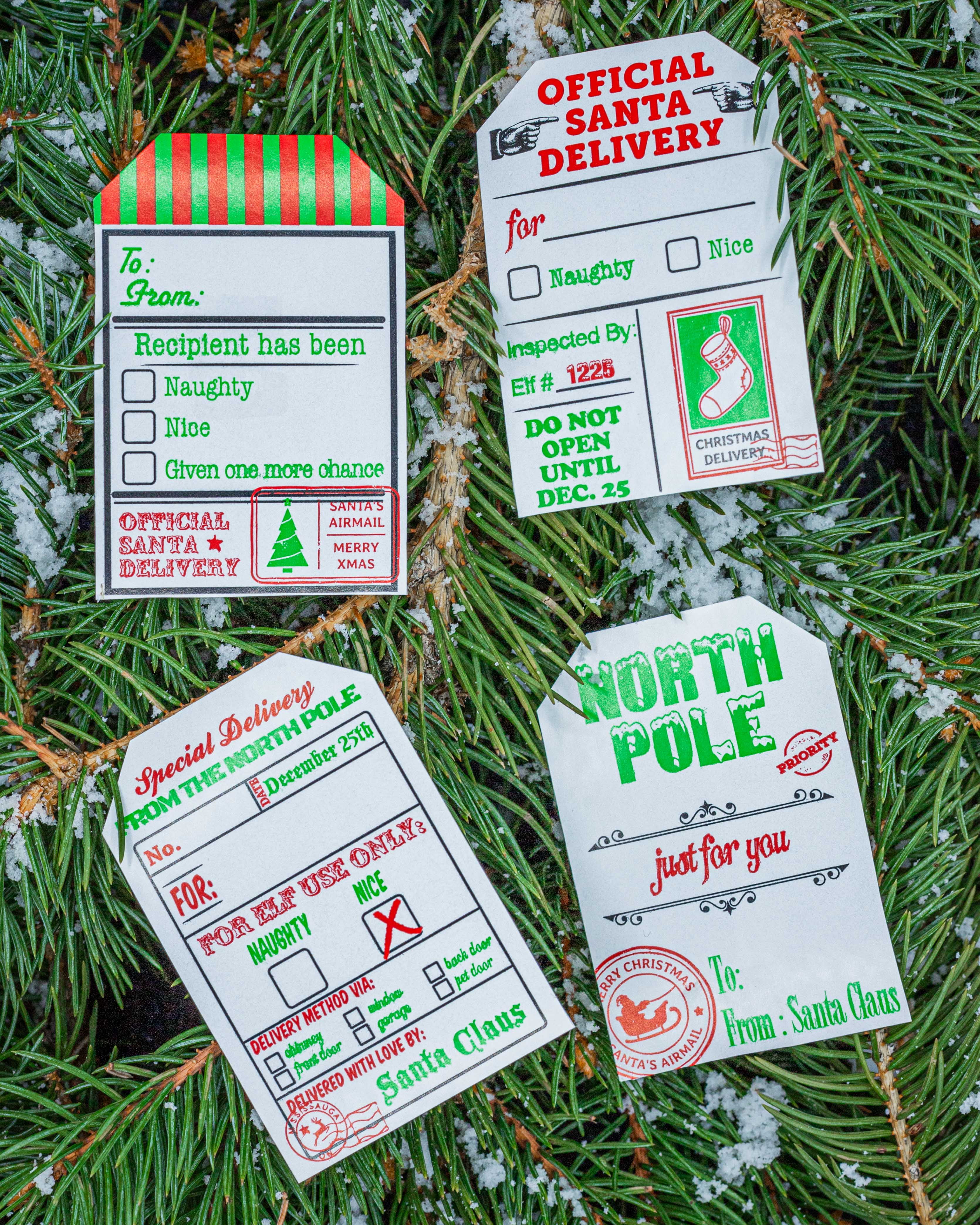 North Pole From Santa Christmas Holiday White Gift Tags | 2 x 3" Inches ...