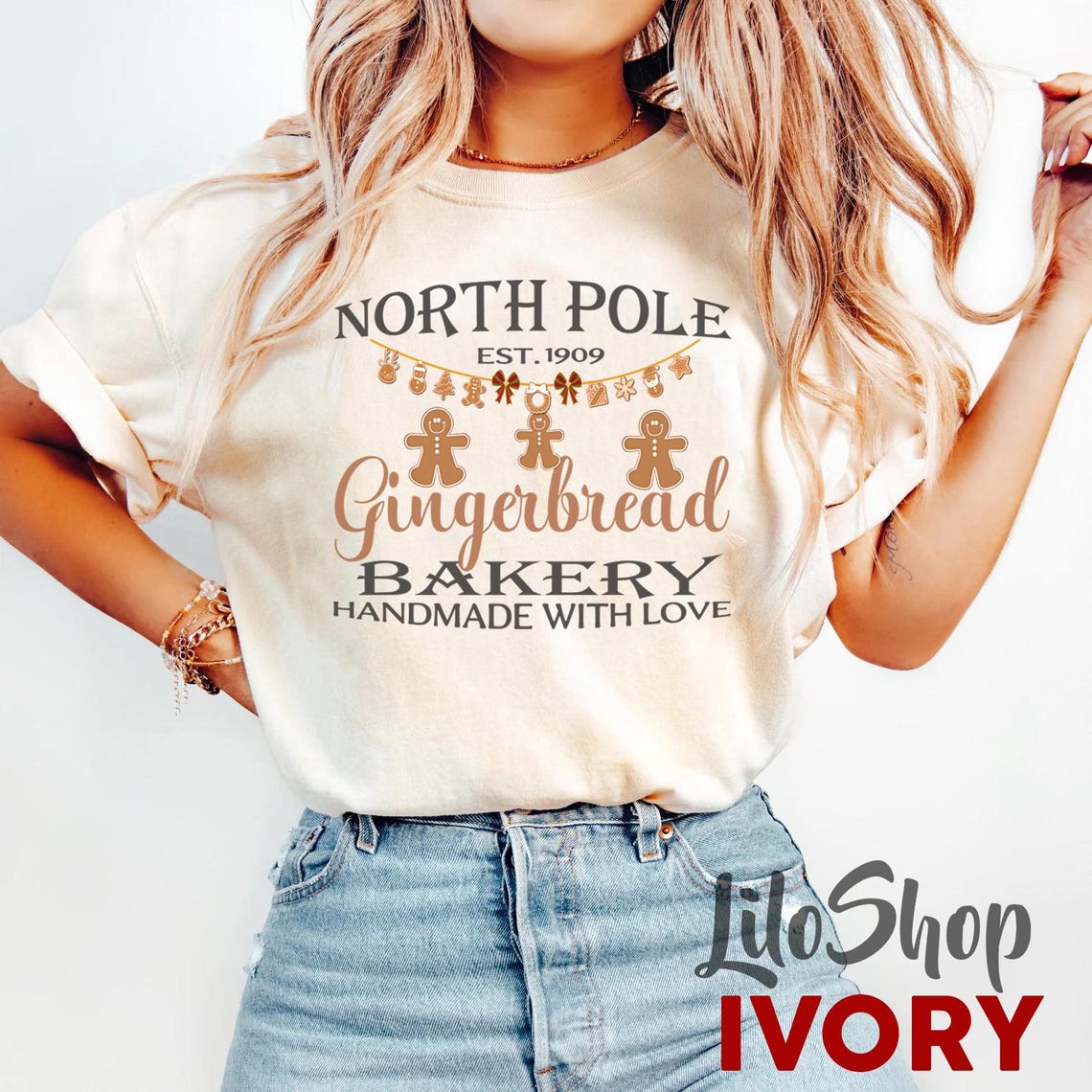 North Pole Gingerbread Bakery Shirt, Vintage Xmas Gingerbread Shirt ...