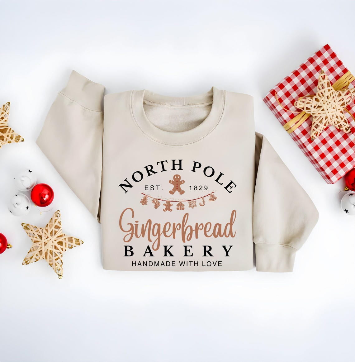 North Pole Gingerbread Bakery Sweatshirt, Gingerbread Sweater, Vintage ...