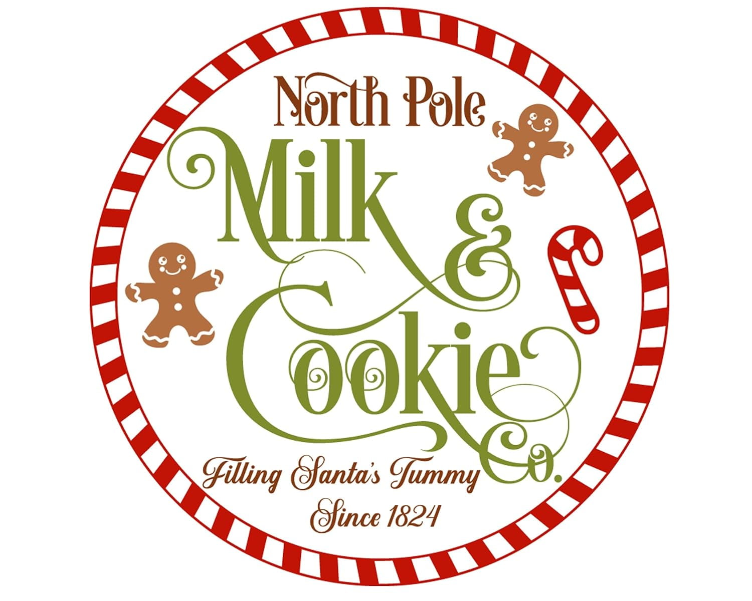 North Pole Milk & Cookie Christmas Sign Polka Dot Attachment Farmhouse ...