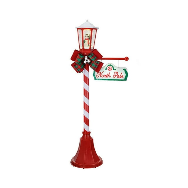 "North Pole"" Musical Snowman Lamp Post, LED Lights & Animated Blowing ...