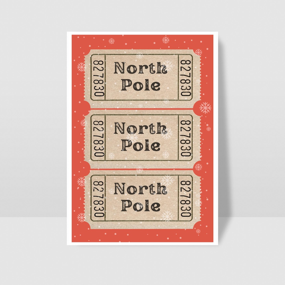 North Pole Ticket Print, Vintage Winter Wall Art, Festive Decor, Retro ...