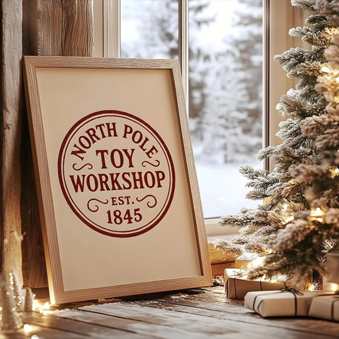 North Pole Toy Workshop Poster, Retro Winter Poster, Santa™S Workshop ...