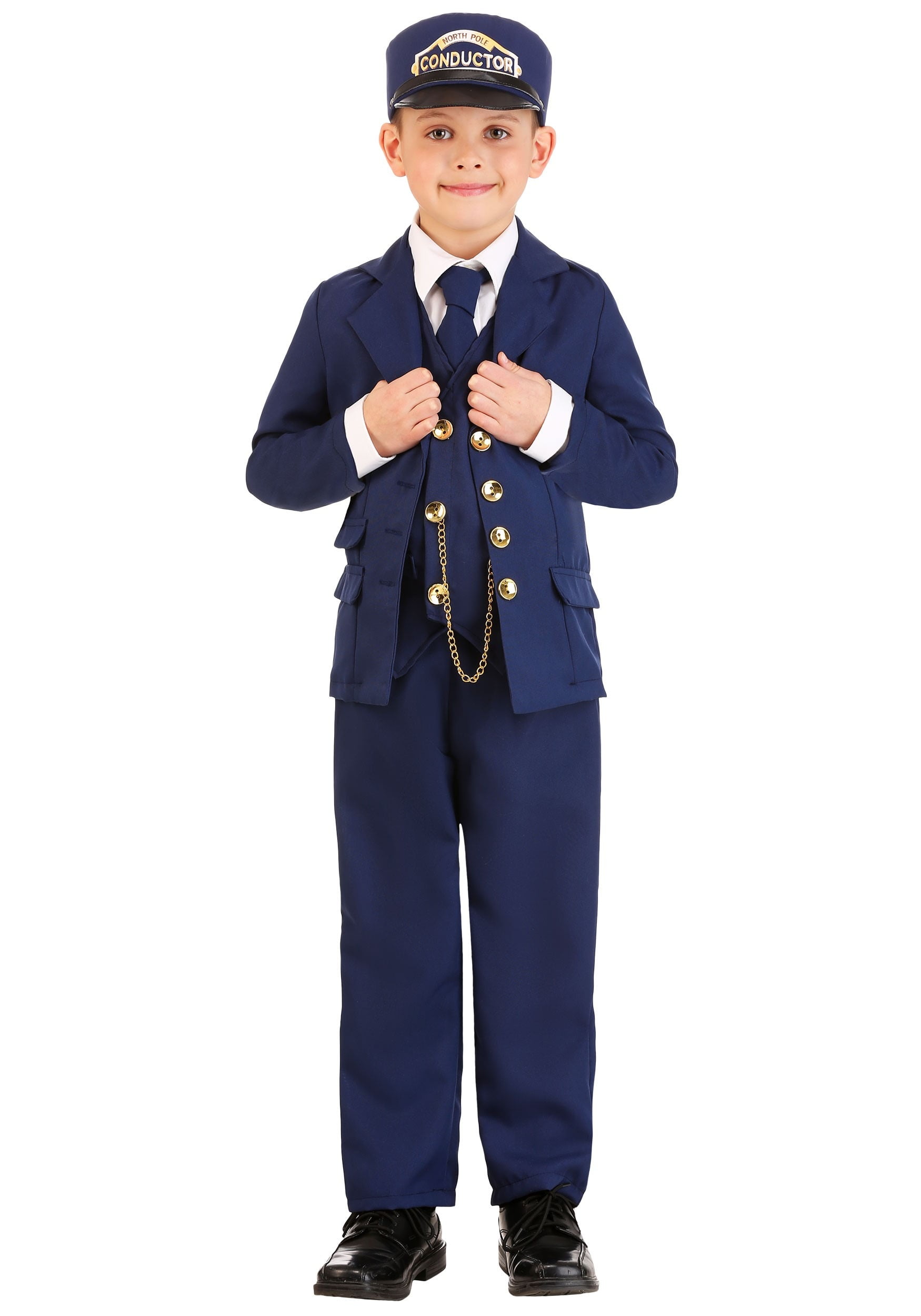 Kids Halloween Engineer Toddler Boys North Pole Train Conductor Costume ...