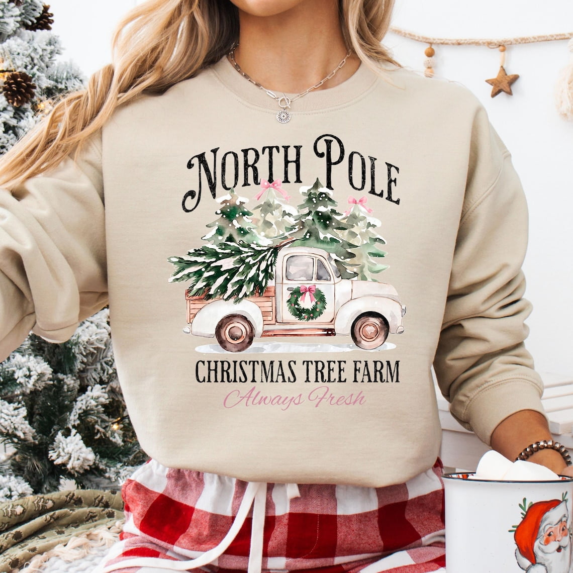 North Pole Tree Farm Sweatshirt, Tree Farm Sweater, Farm Fresh Tree ...