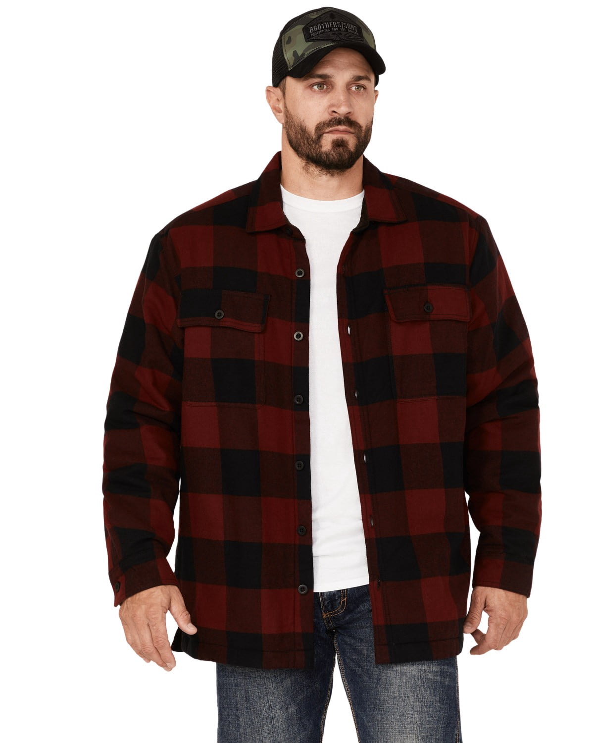 North River Men's Heavyweight Fleece Lined Flannel Shirt Red - Walmart.com