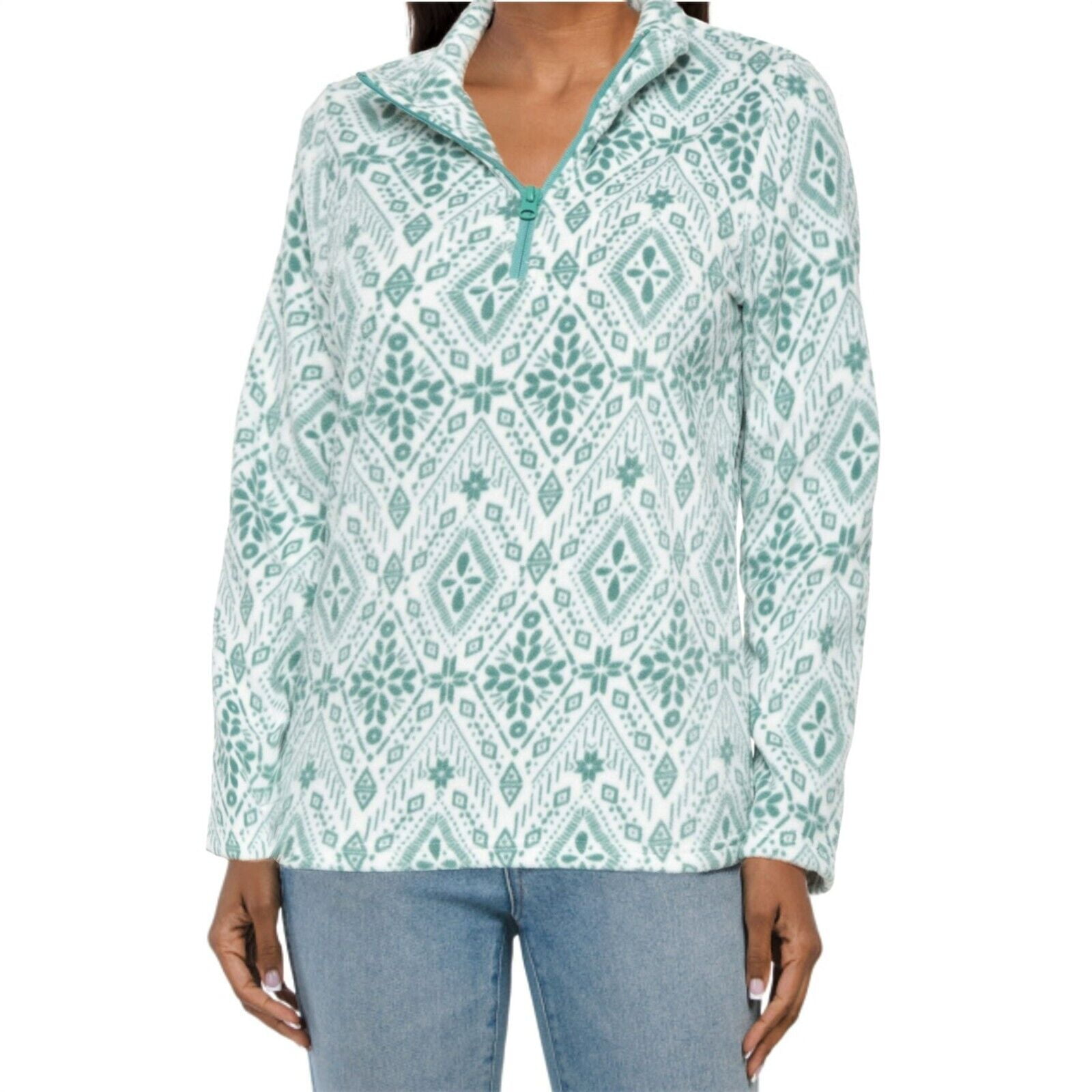 North River Women's Cozy Plush Microfleece Quoter Zip Neck Long Sleeve ...