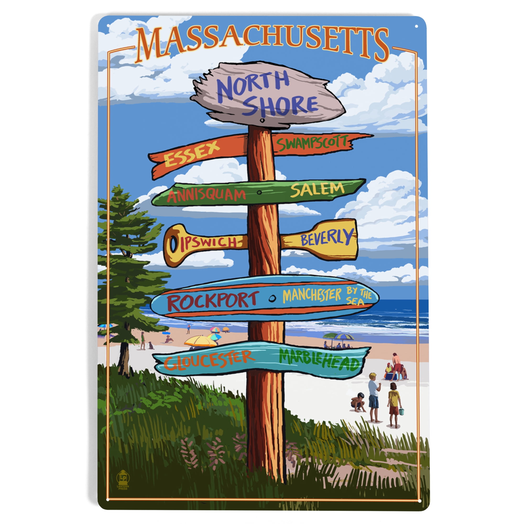 North Shore, Massachusetts, Destinations Sign (12x18 Aluminum Art ...