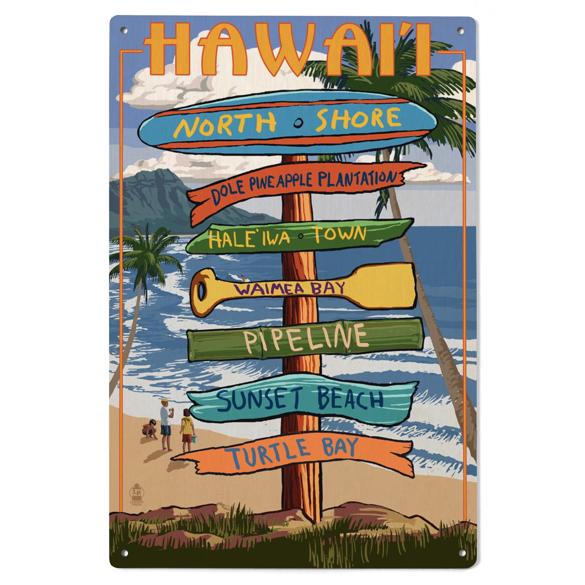 North Shore, Oahu, Hawaii, Destinations Sign Birch Wood Wall Sign (6x9 ...