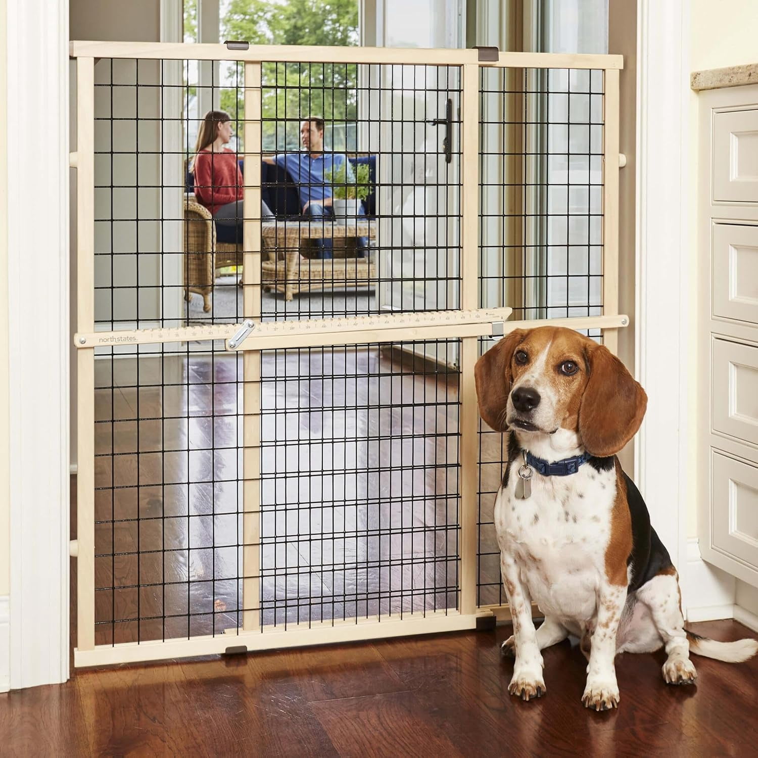 North States Wire Mesh Dog Gate: Wide. Pressure Mount. No Tools Needed ...