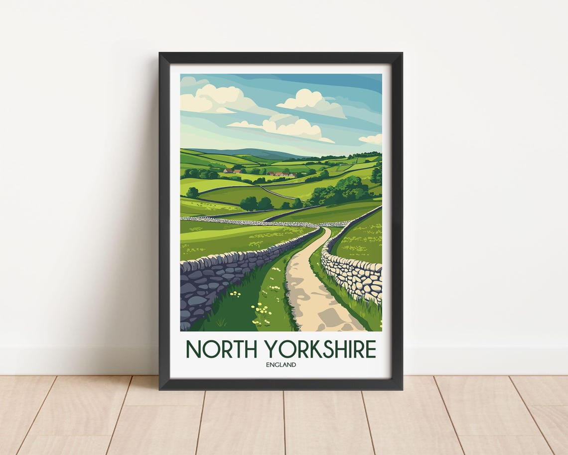 North Yorkshire Poster England Scenic Landscape Wall Art, Unframed ...