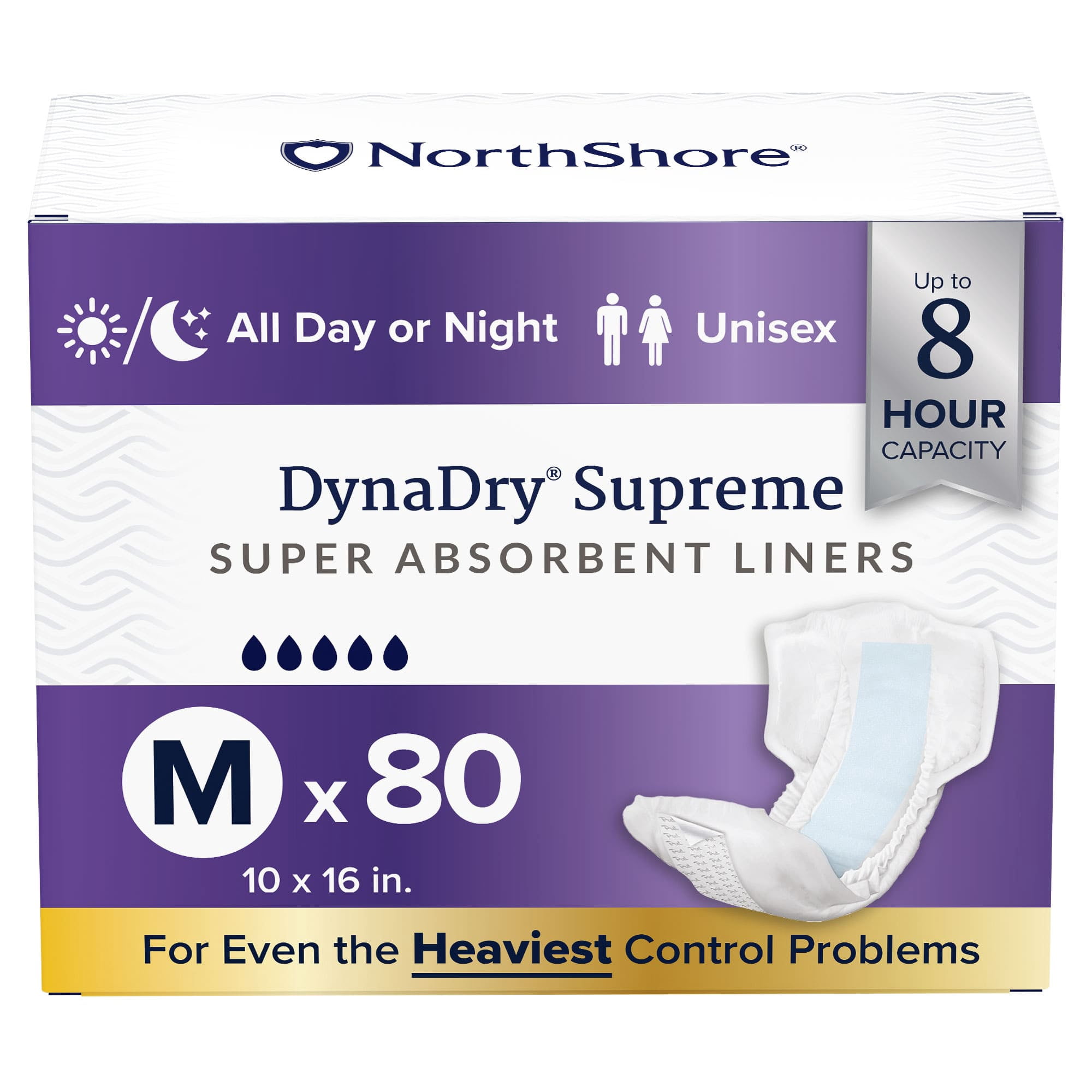 NorthShore DynaDry Supreme Liners, Medium, Case/80 (4/20s) - Walmart.com