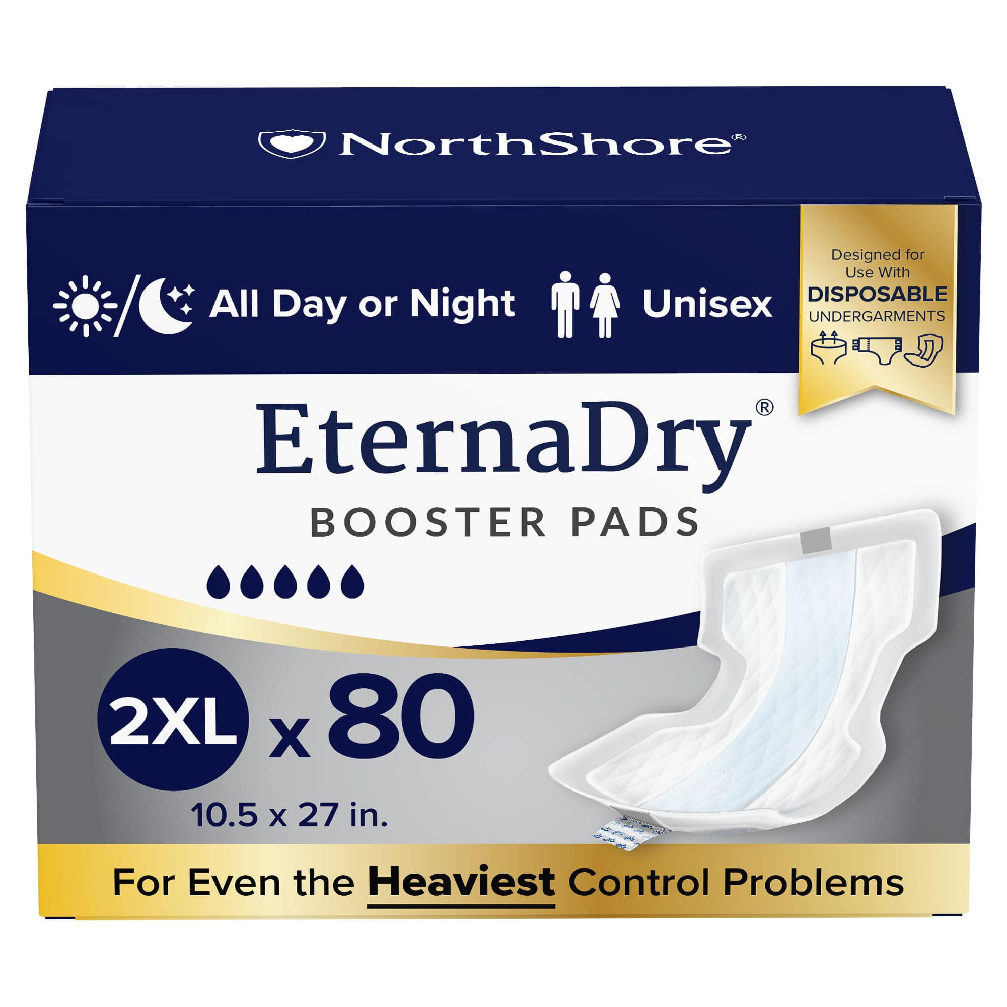 NorthShore EternaDry Booster Pad, Adult Incontinence Diaper Doublers ...