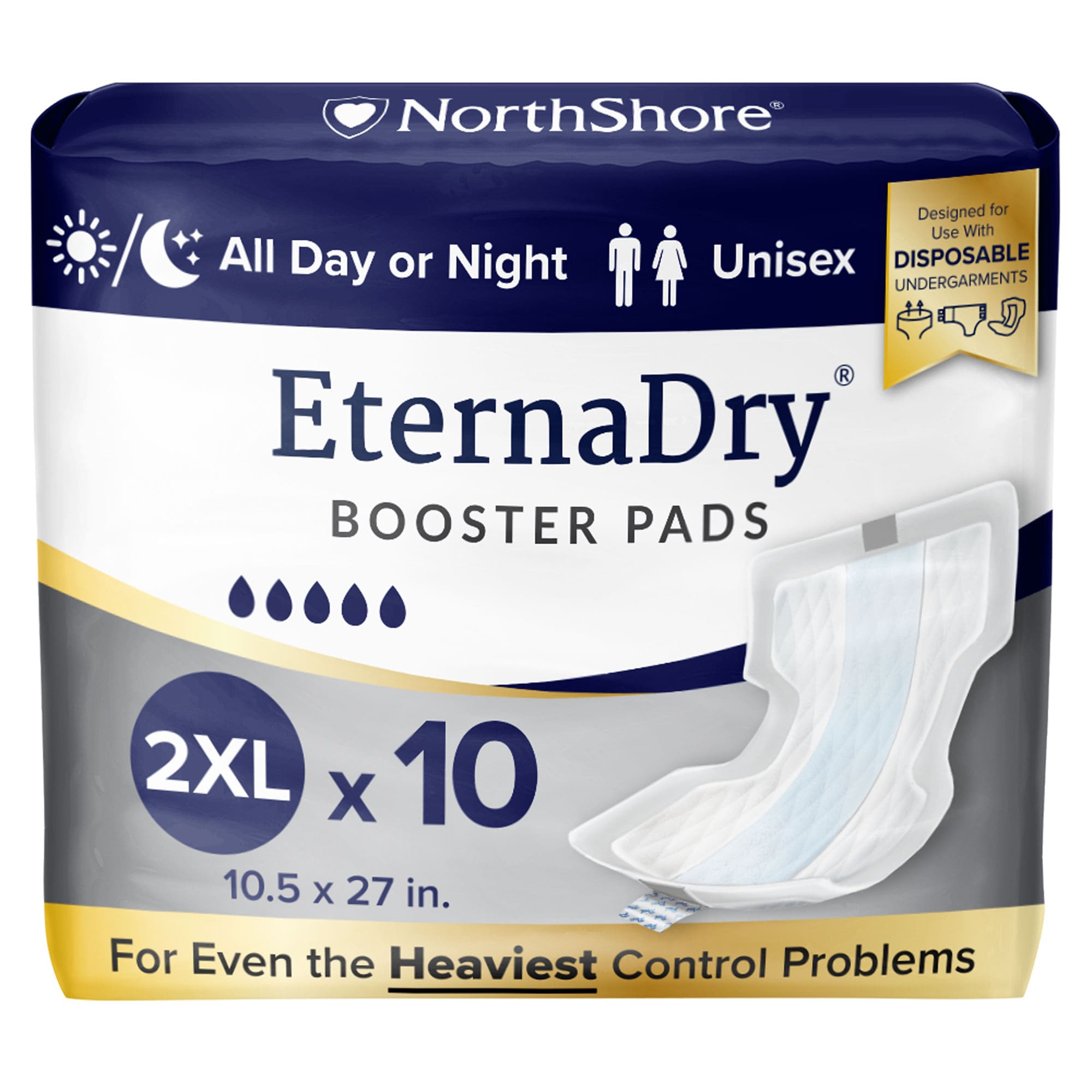 NorthShore EternaDry Booster Pad Diaper Doublers with Adhesive, 2X ...