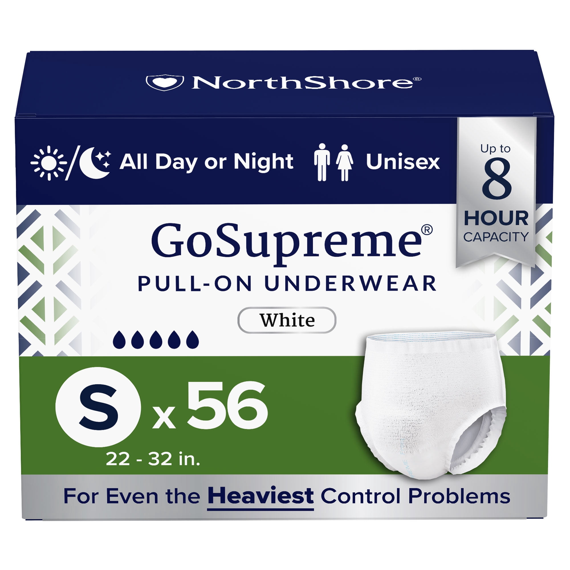 NorthShore GoSupreme Overnight Incontinence Underwear, 8-Hour Pullup ...