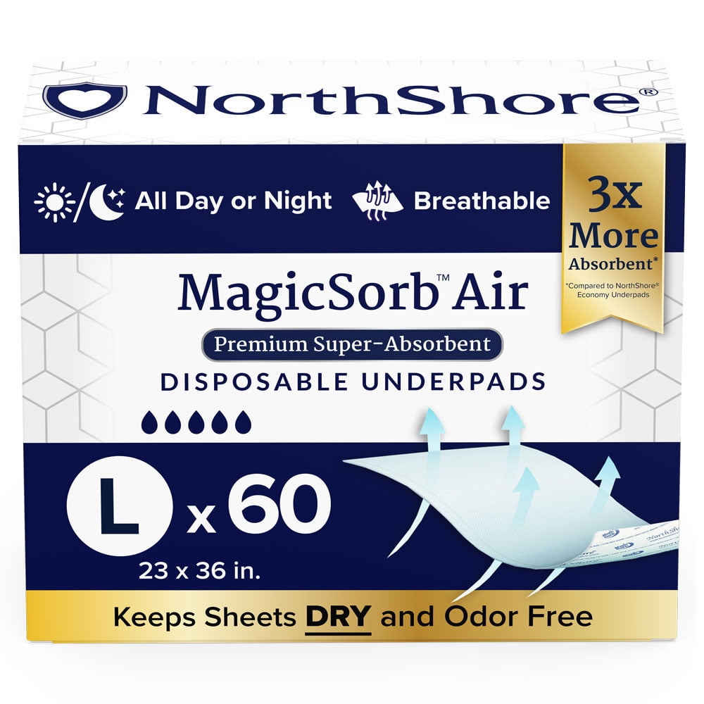 NorthShore MagicSorb Air Super-Absorbent Disposable Underpads, 23x36 in ...