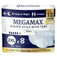 NorthShore MegaMax Adult Overnight Diapers, 12-Hour Tab-Style, 2X-Large, 8 Count Bag, White, 60 ...