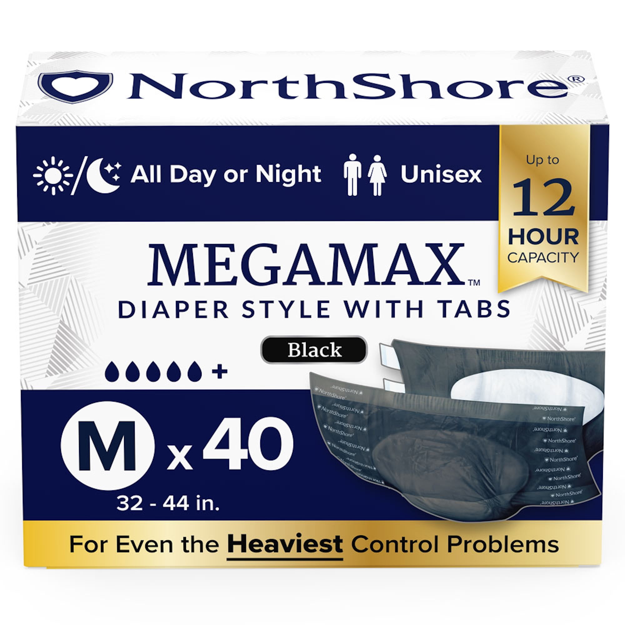 NorthShore MegaMax Adult Overnight Diapers, 12-Hour Tab-Style, Medium ...