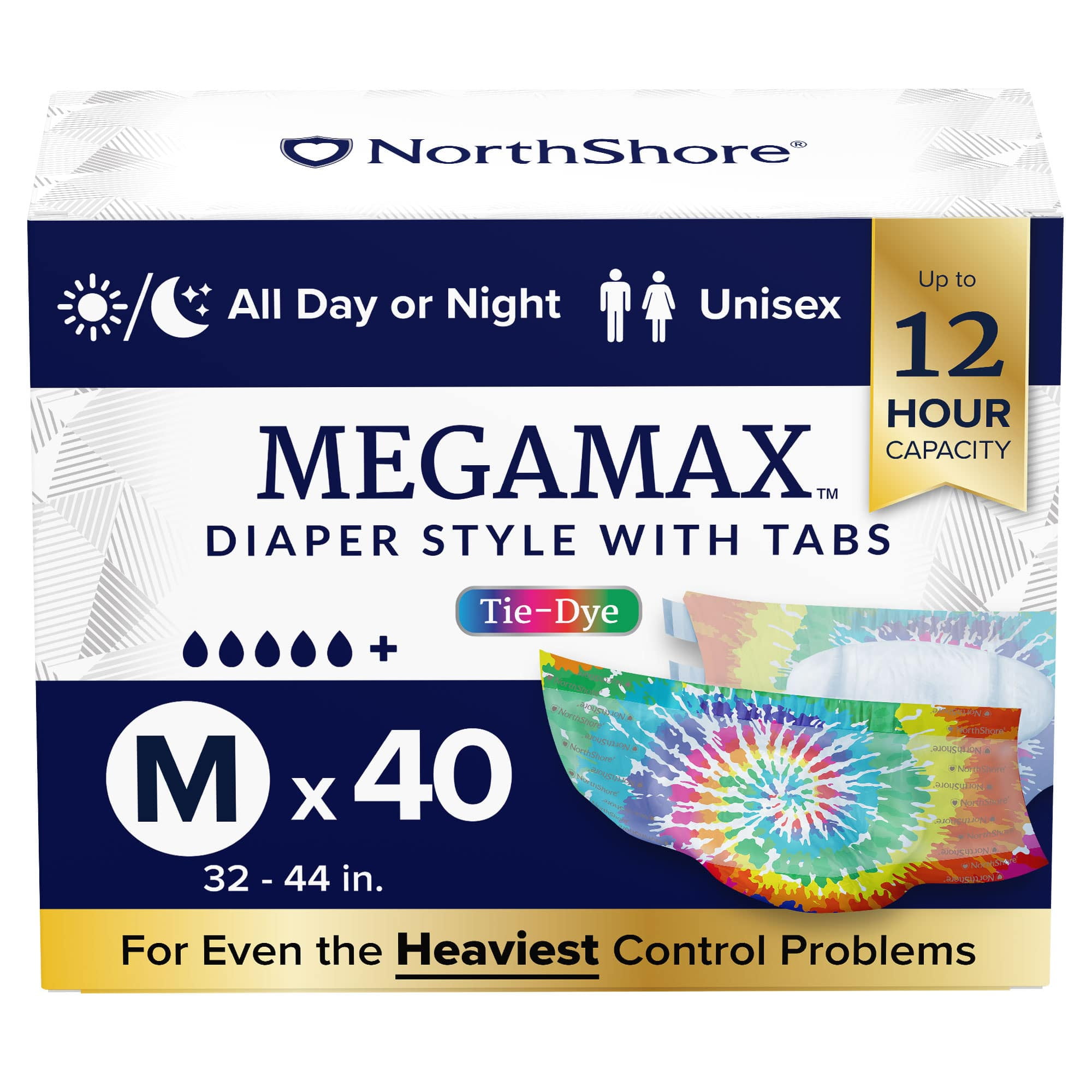 NorthShore MegaMax Adult Overnight Diapers, 12-Hour Tab-Style, Medium ...
