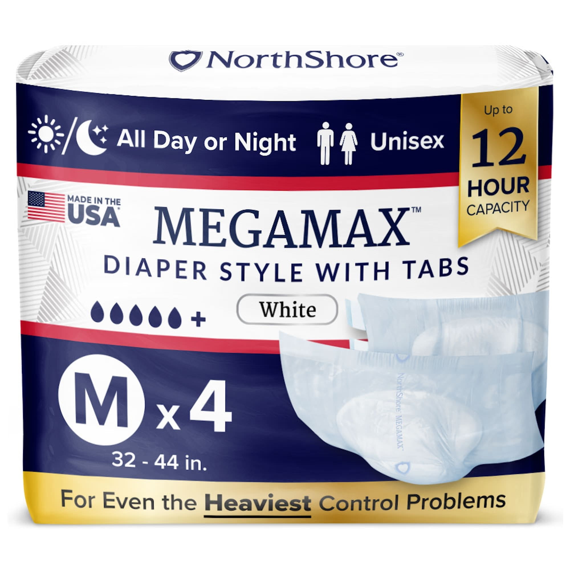NorthShore MegaMax Overnight Diapers, Super Absorbent, Unisex, Medium ...