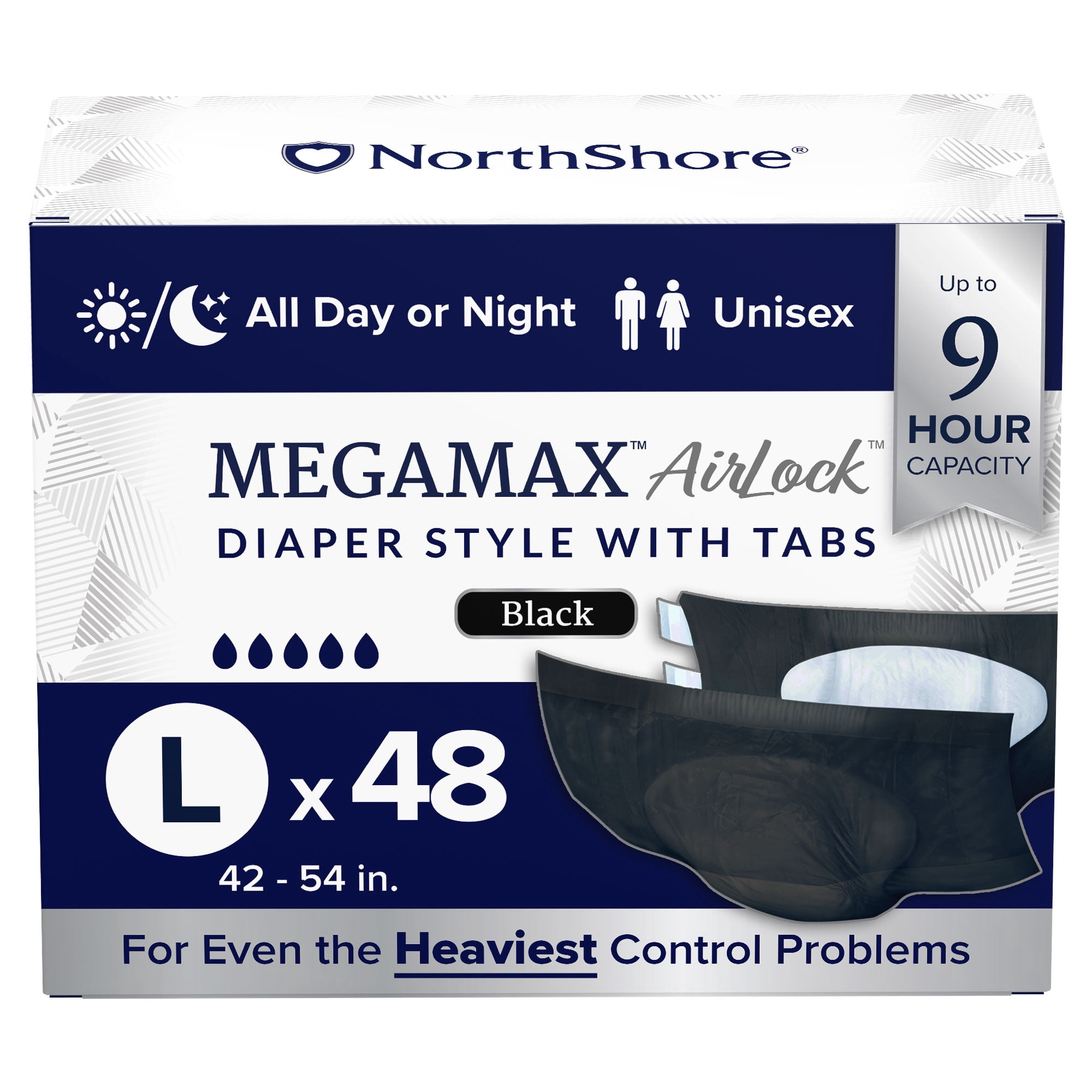 NorthShore MegaMax AirLock Breathable 9-Hour Heavy-Duty Tab-Style Adult ...