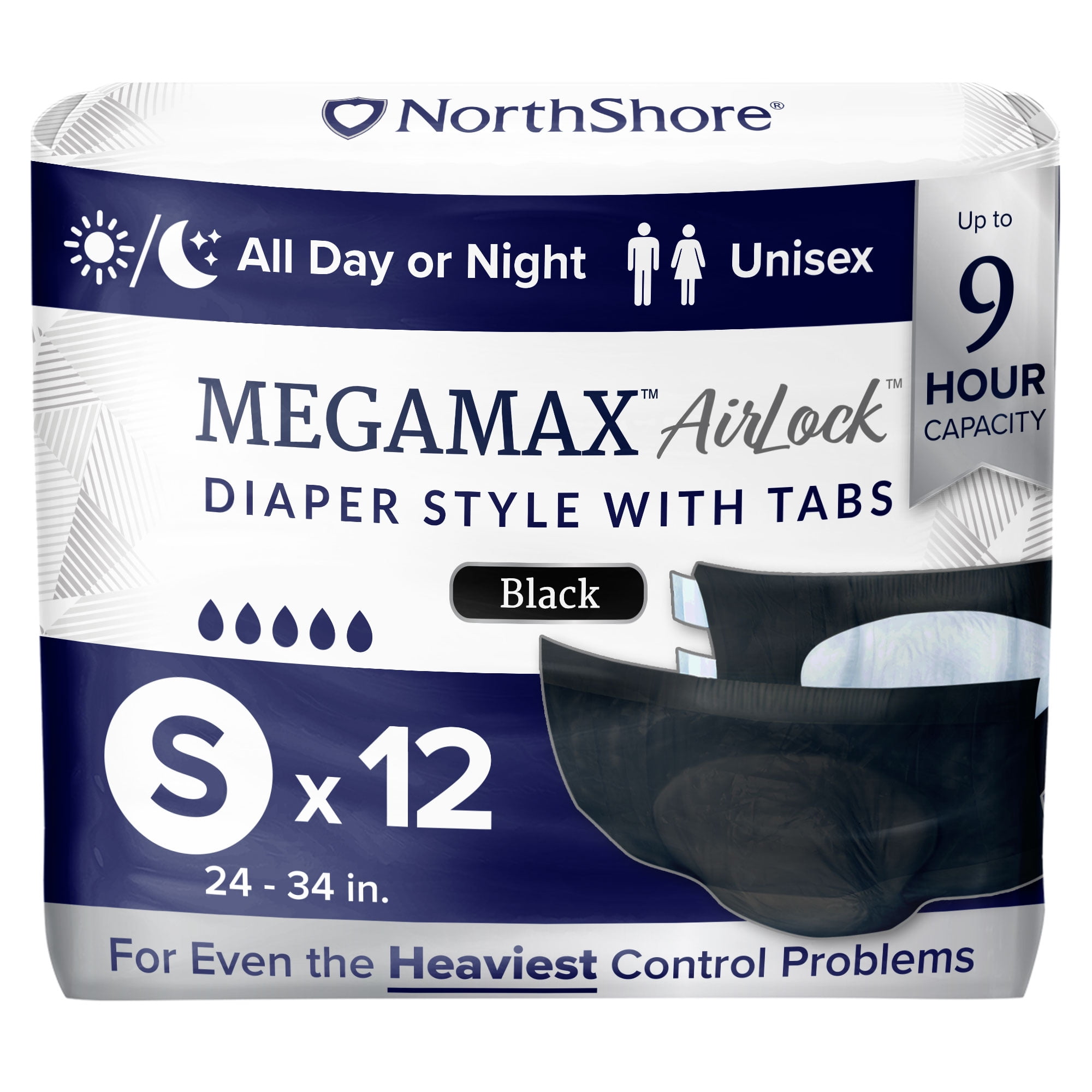 NorthShore MegaMax AirLock Breathable 9-Hour Heavy-Duty Tab-Style Adult ...