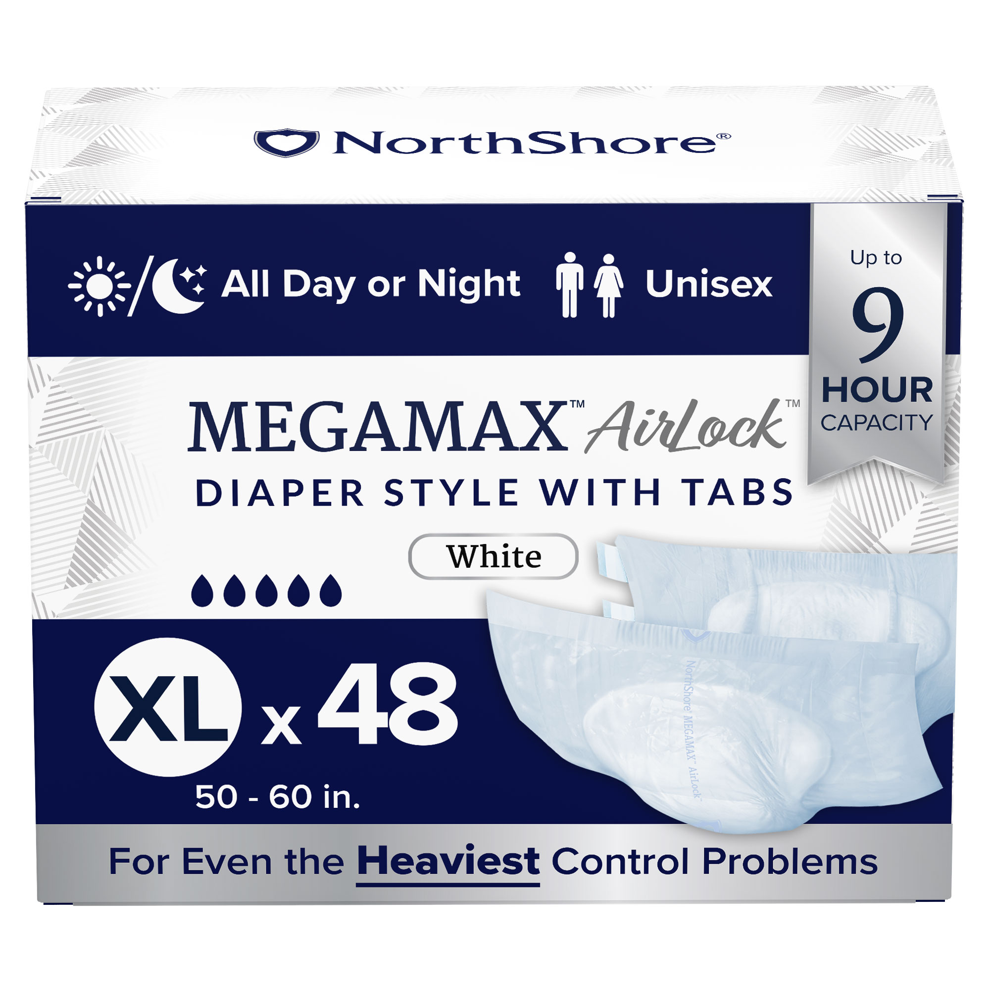 NorthShore MegaMax AirLock Breathable 9-Hour Heavy-Duty Tab-Style Adult ...
