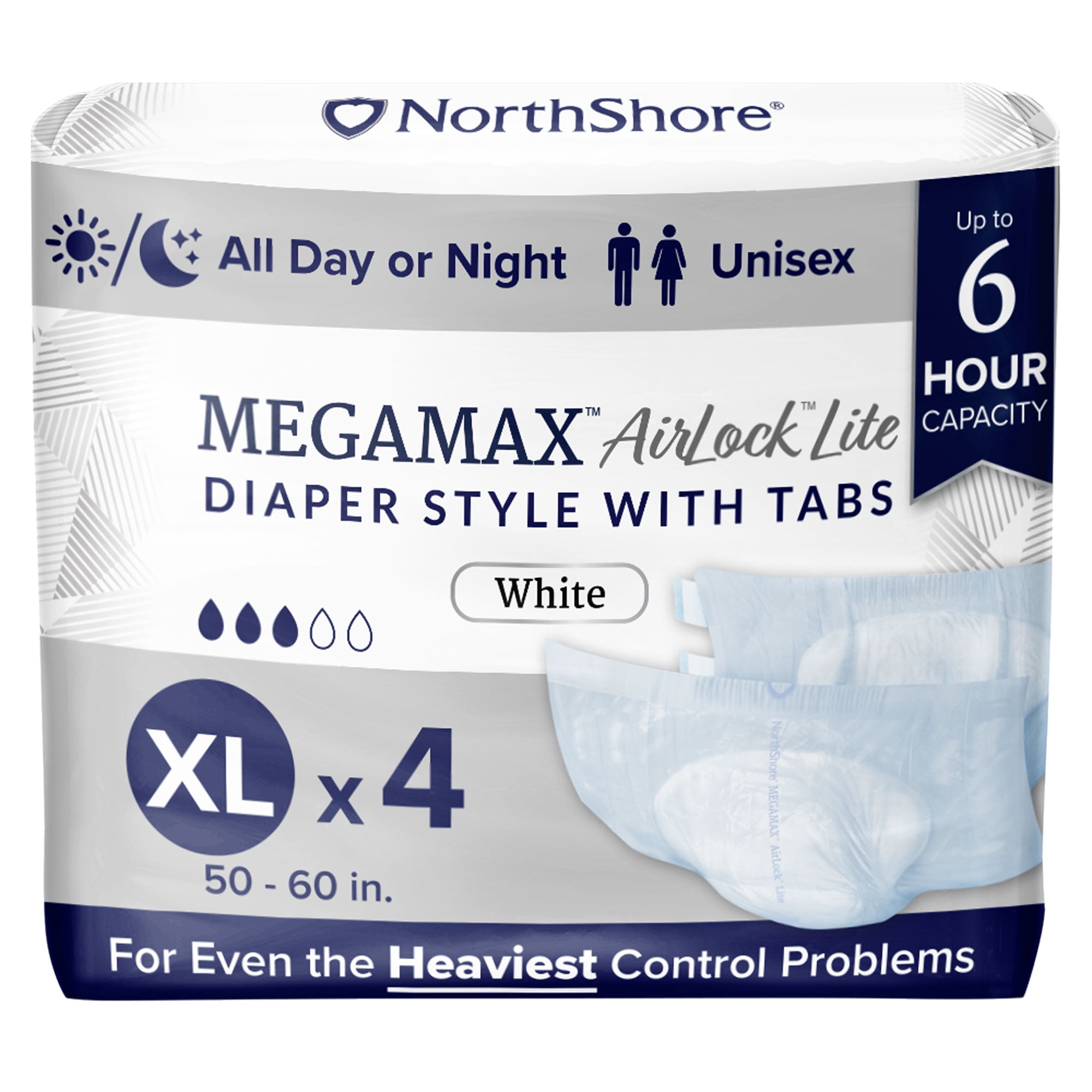 NorthShore MegaMax AirLock Lite Breathable 6-Hour Tab-Style Adult ...