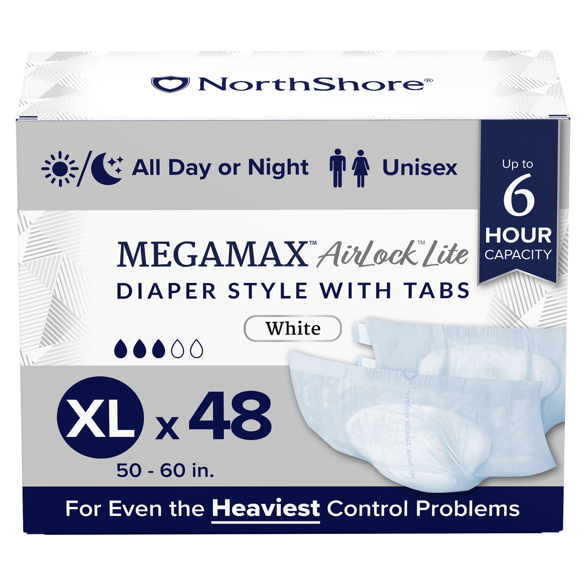 NorthShore MegaMax AirLock Lite Breathable 6-Hour Tab-Style Adult ...