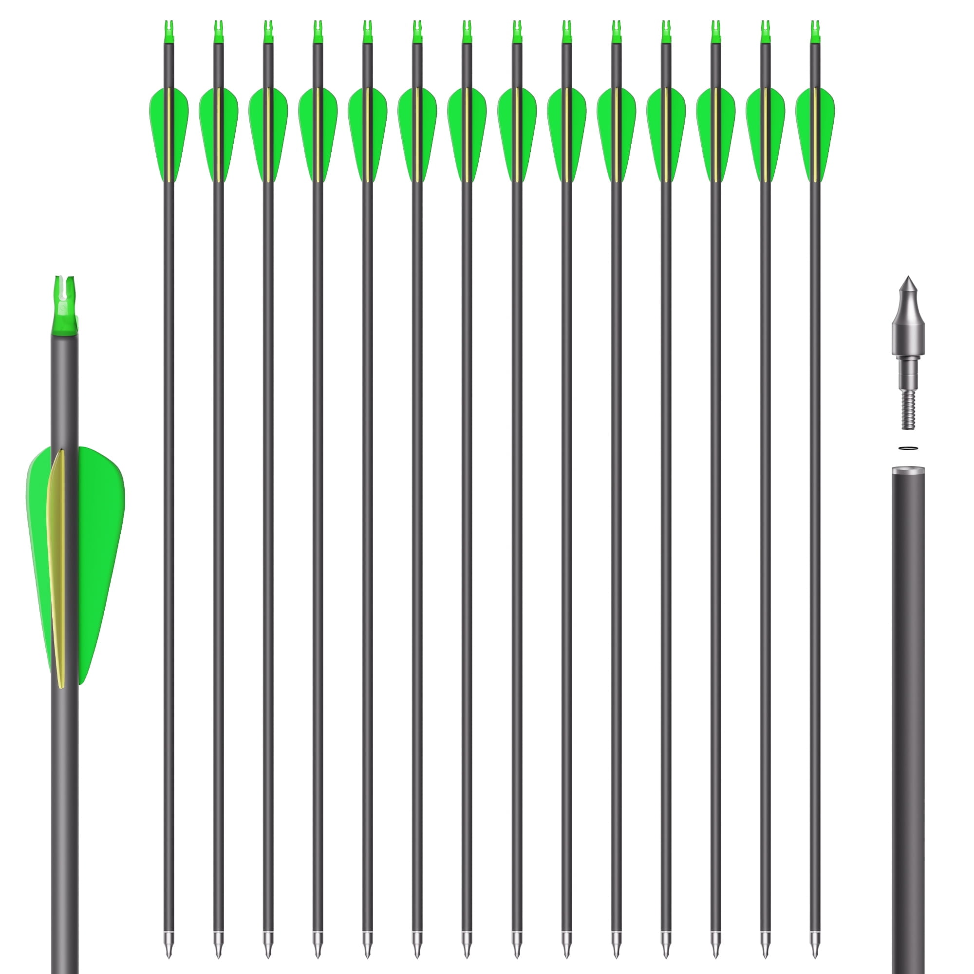 14 Pack 31" Archery Carbon Arrows,Practice Hunting Arrow with Removable ...