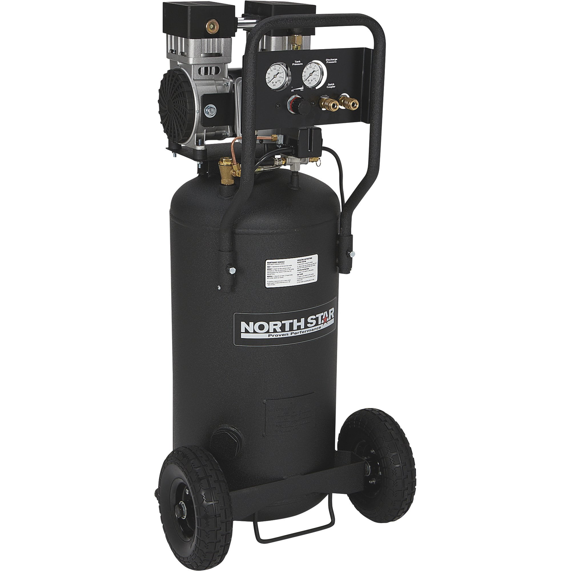 NorthStar 2 HP Electric Air Compressor, 20-Gal Vertical Tank, Quiet ...