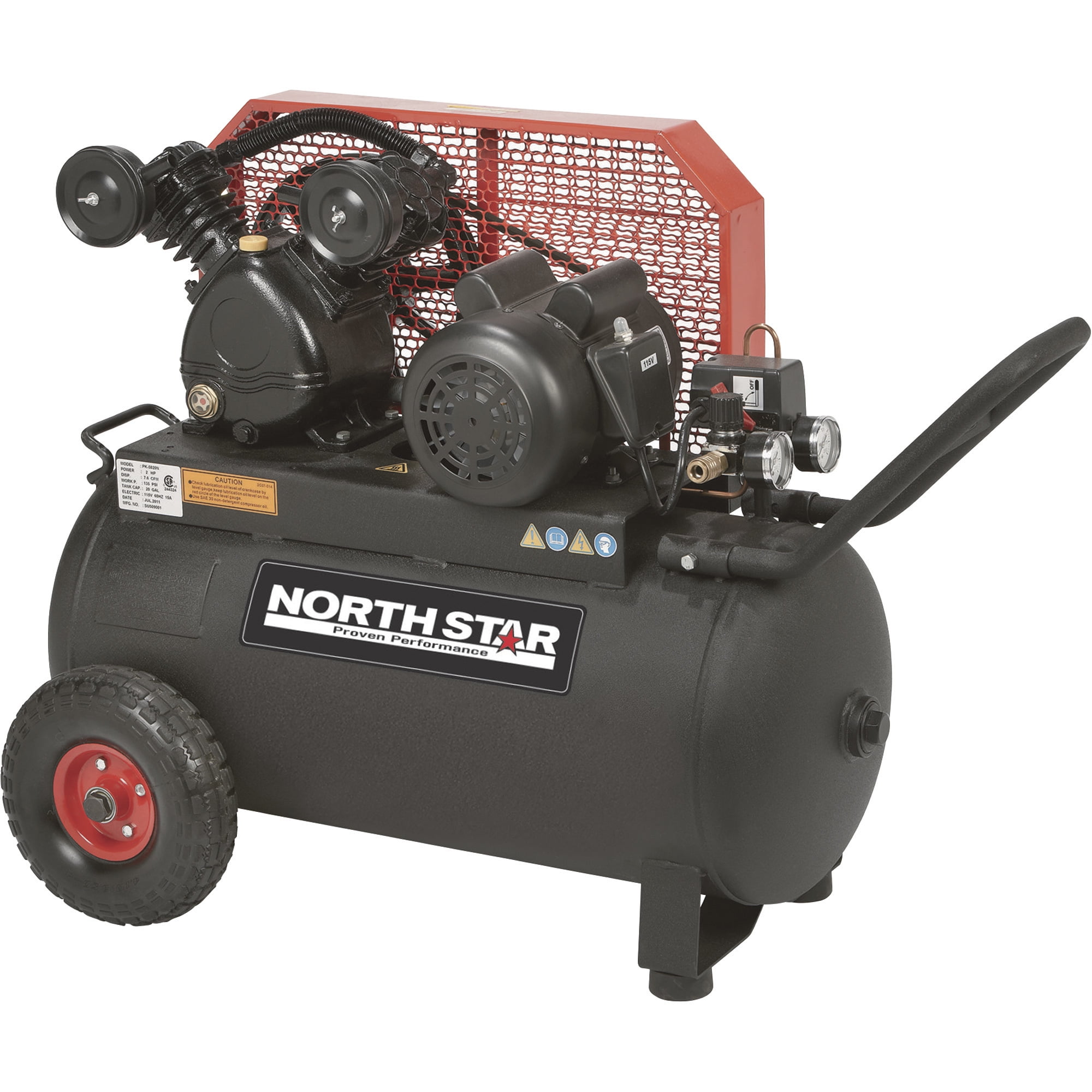NorthStar Single-Stage Portable Electric Air Compressor, 2 HP, 20 ...