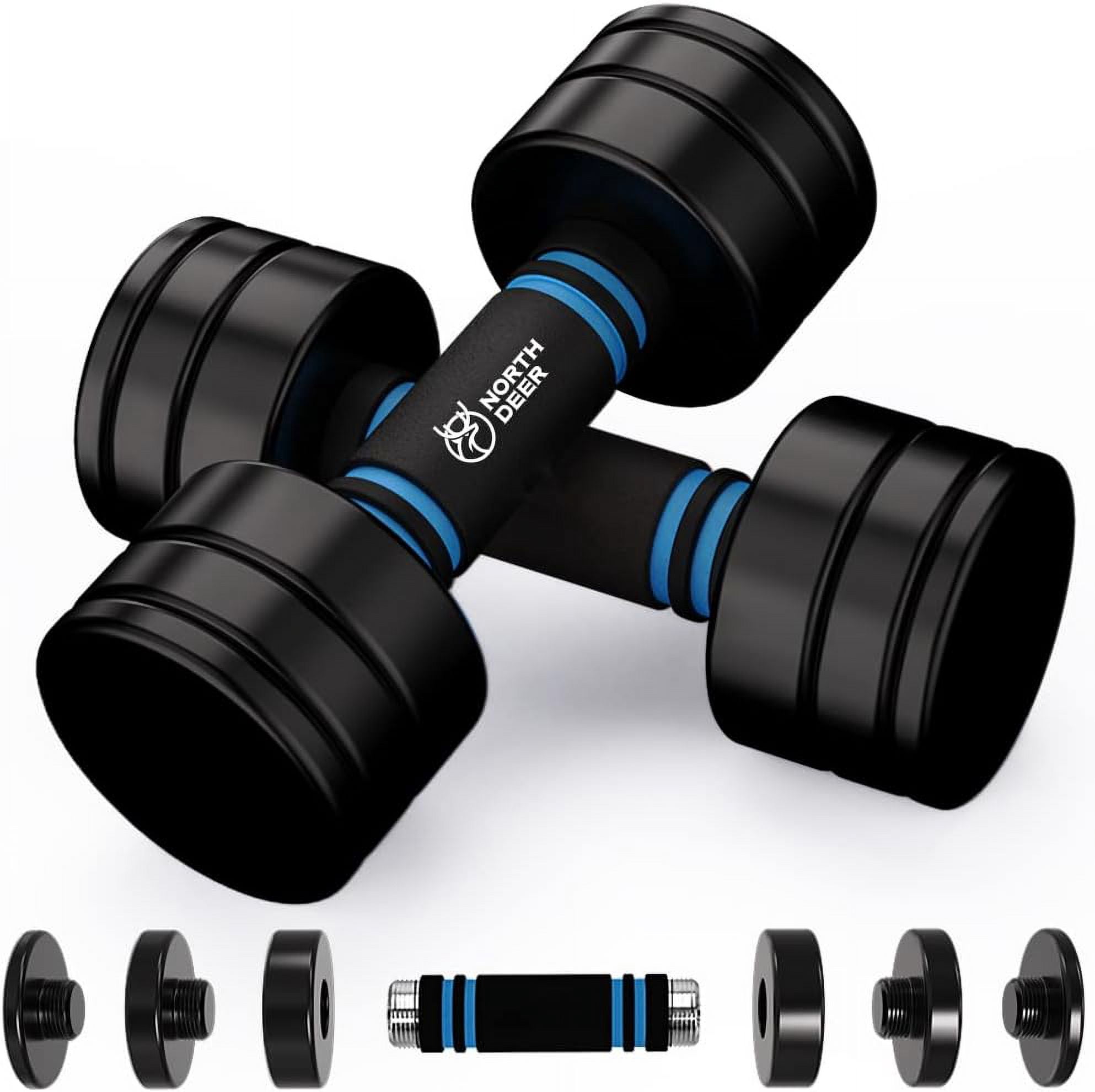 Northdeer Steel Dumbbells Adjustable Black Coated Weight Set with Foam ...