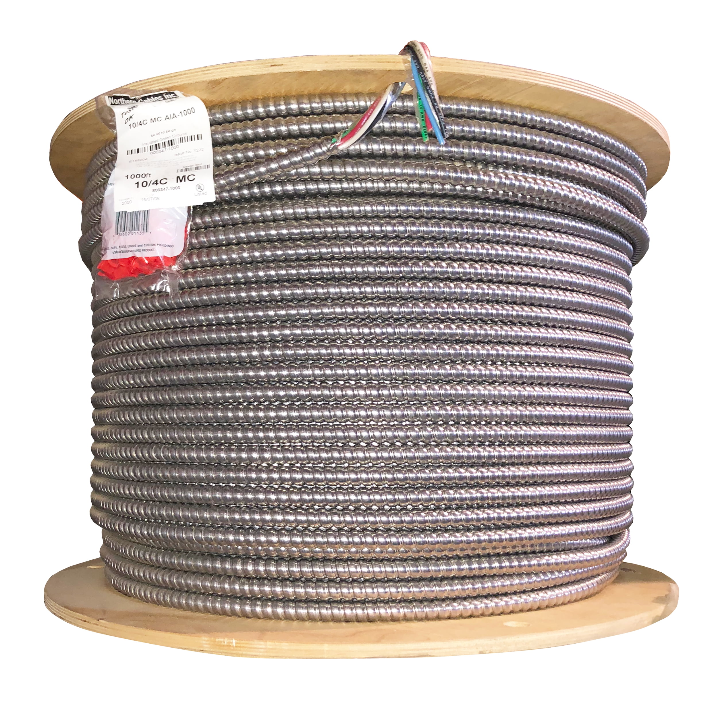 Northern Cable 800347 Armored MC Solid Copper Wire, 10/4 + Ground ...