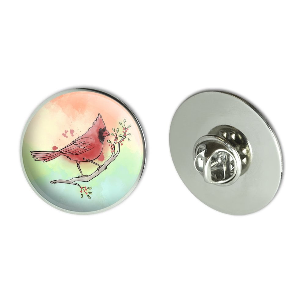 Northern Cardinal Watercolor Northeastern Bird Metal 1.1" Tie Tack Hat ...