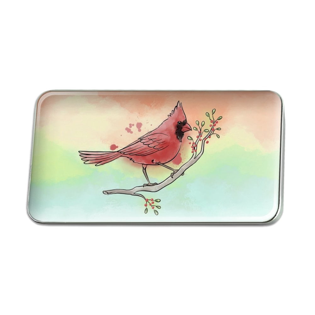 Northern Cardinal Watercolor Northeastern Bird Metal Rectangle Lapel ...