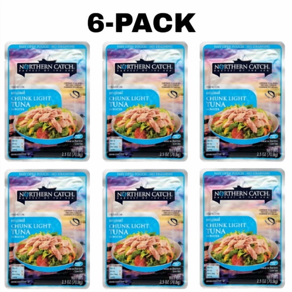 Northern Catch Original Chunk Light Tuna in Water Pouch, 2.5 oz,6-Pack ...