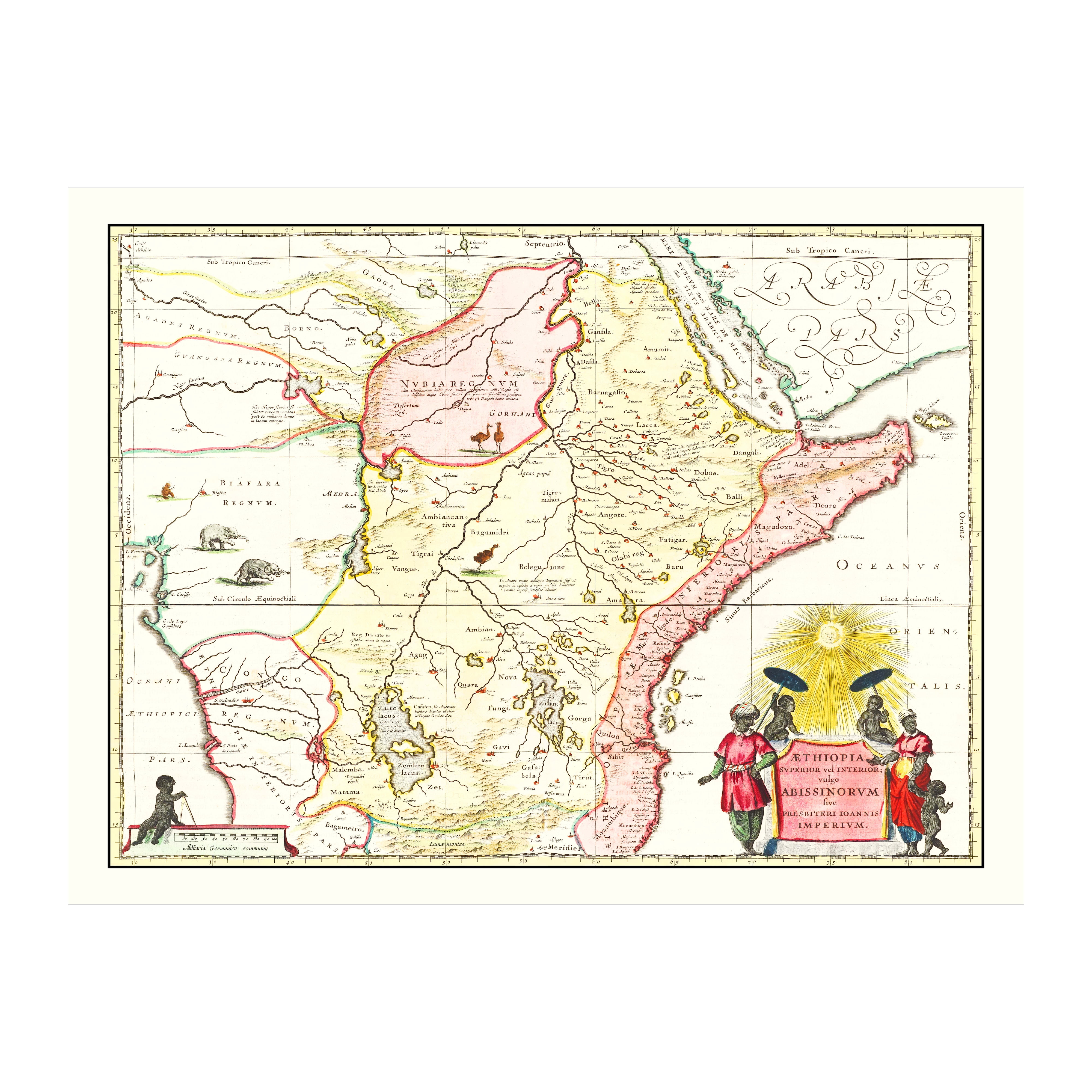Northern Ethiopia Ethiopia Art, 1665 Vintage Map of Northern Ethiopia ...
