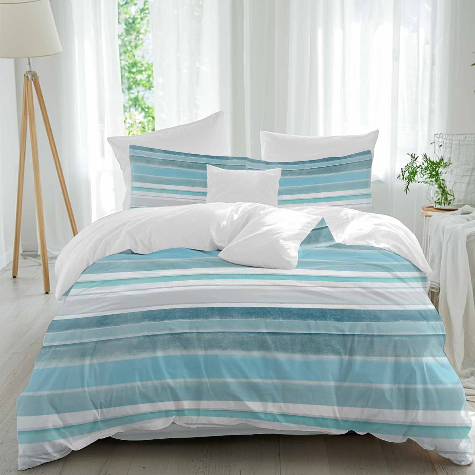 Northern Europe Duvet Cover Set Queen Size Turquoise Vintage Stripes ...