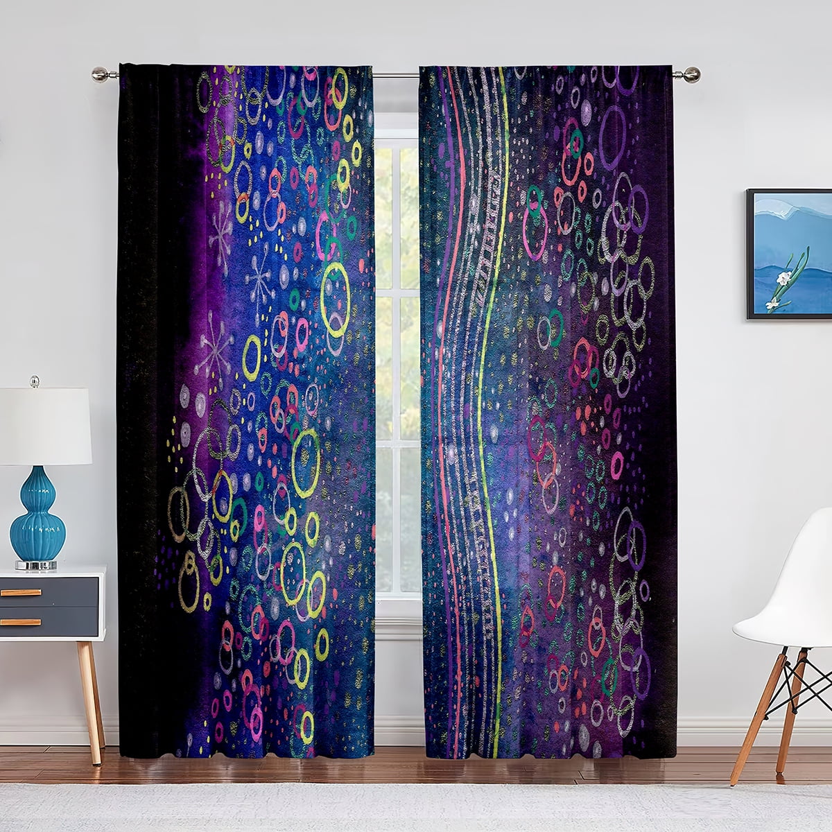 Northern Europe Geometric Wave Stripes Sheer Voiles Curtain for Living ...