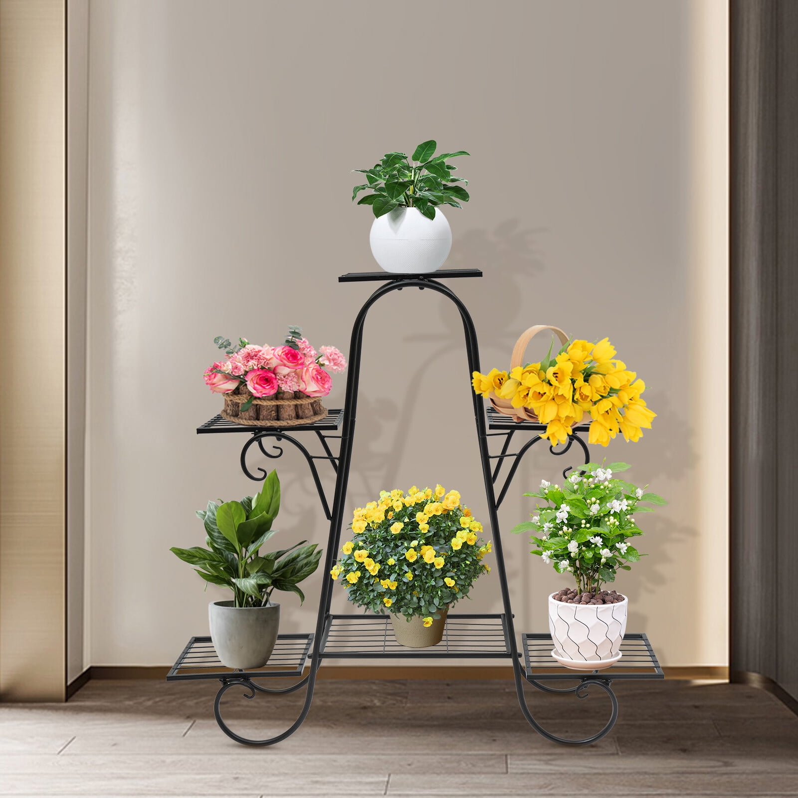 Northern Europe Square Plate Metal Plant Stand Iron Black to Create A Romantic 33lbs Capacity 74 ...