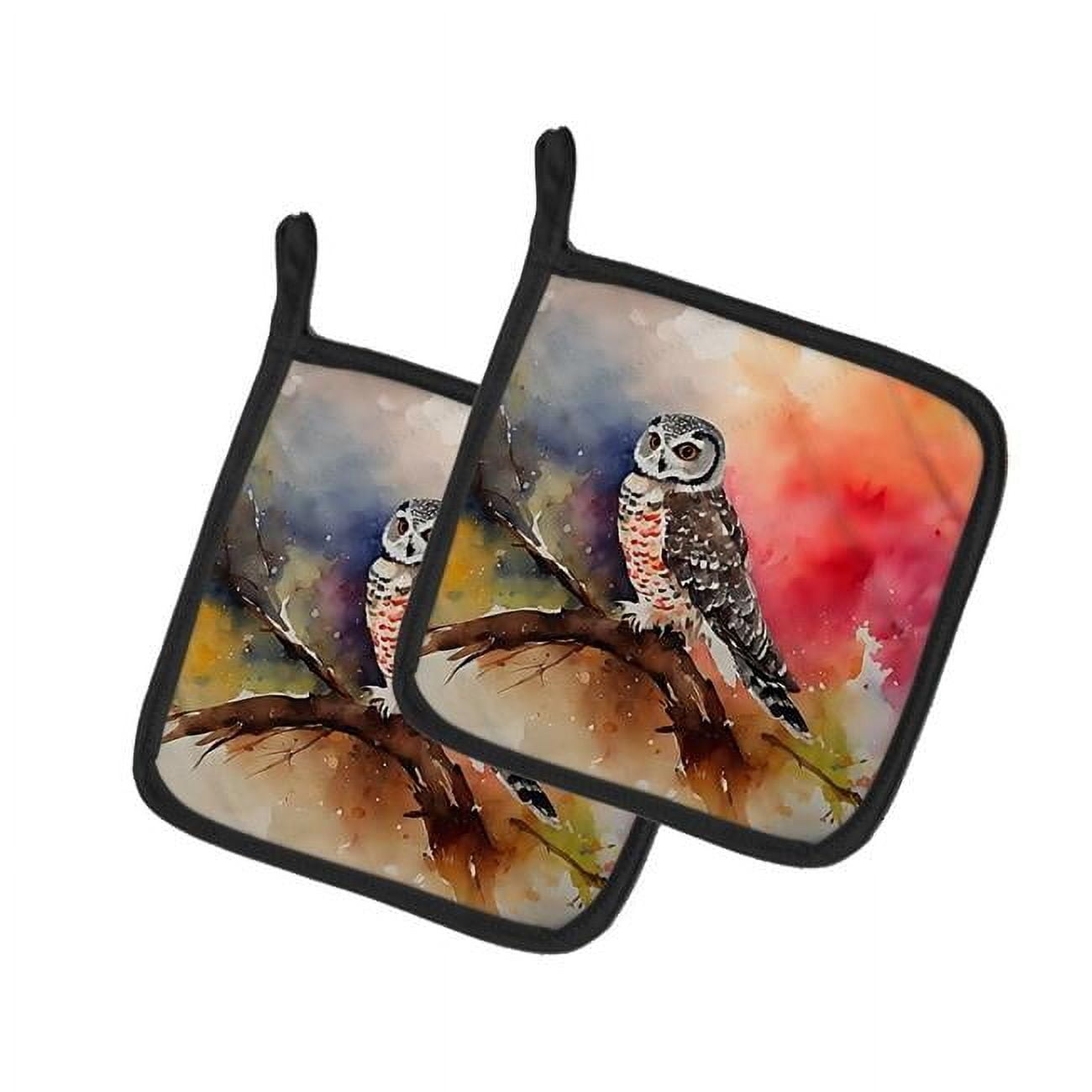 Carolines Treasures 7.5 x 7.5 in. Northern Hawk Owl Pot Holders - Set ...