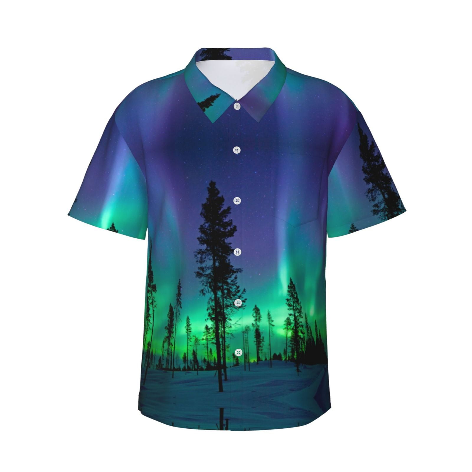 Northern Lights Aurora Borealis Men'S 3d Print Casual Button Down ...