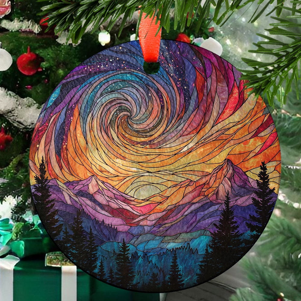 Northern Lights Aurora Suncatcher, Forest Aurora Window Hanging, Sunset ...