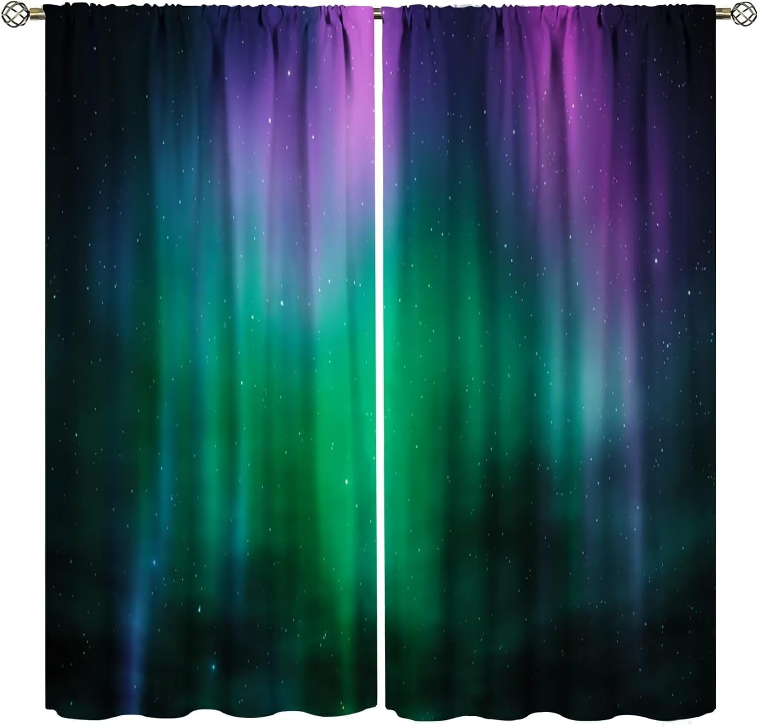 Northern Lights Curtains Aurora Borealis in Sky with Stars and Clouds ...